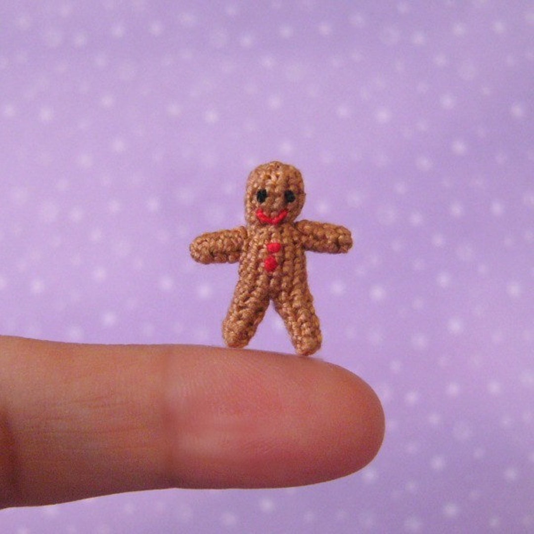 Micro Miniature Gingerbread Man AMIGURUMI Crochet PATTERN - Etsy