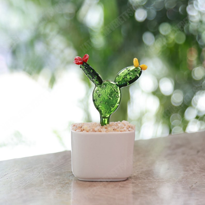 Handmade Glass Cactu,glass Succulent Potted Plant,handmade Stained ...
