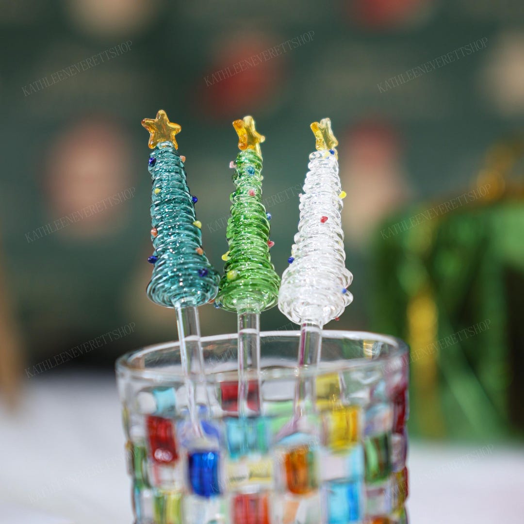 Handmade Glass Spoon/stirring Sticks,handmade Glass Christmas Tree ...