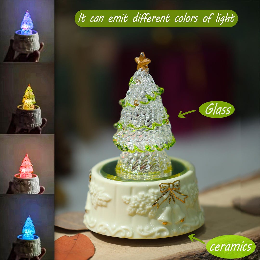 Handmade Hot Stamping Ceramic Technology Music Box,glass Christmas Tree ...