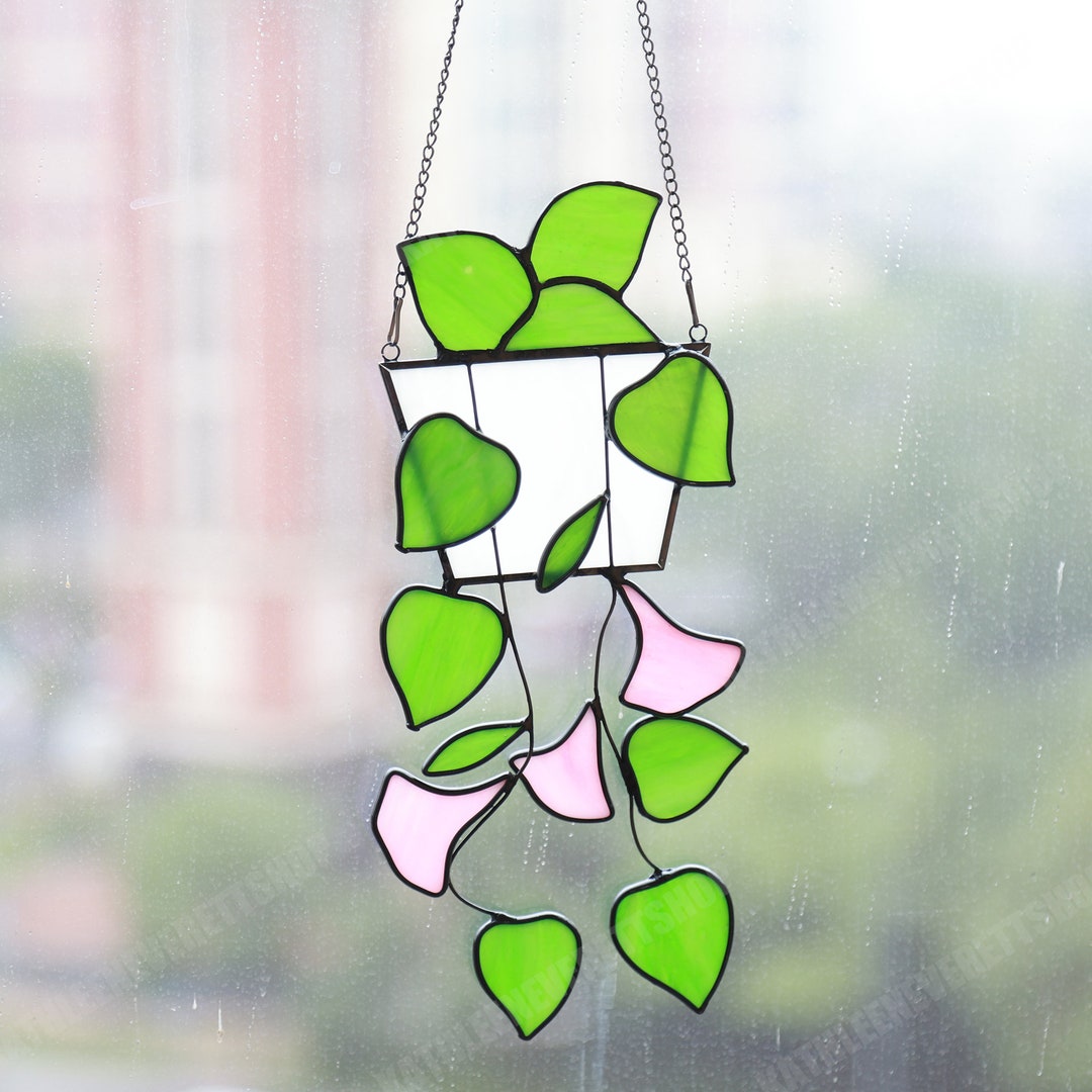Handmade Stained Glass Plant Window Hanging, Home Decor - Etsy