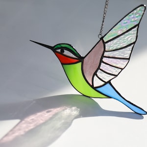 Hummingbird Stained Glass Window Hanging，100% Handmade Window Decor ...