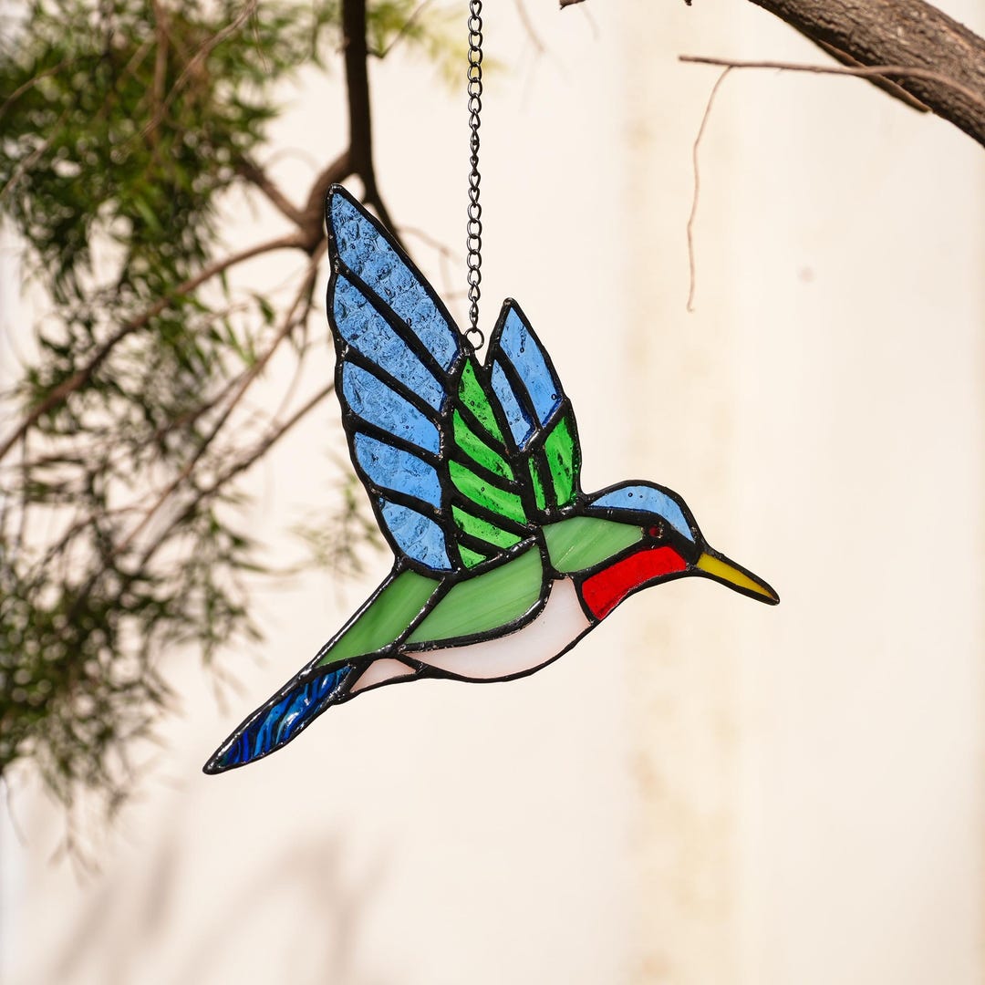 Stained Glass Hummingbird,100% Handmade Glass Window Decoration,glass ...