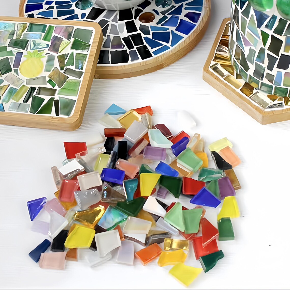 DIY Stained Glass Mosaic Pieces, 200 Colorful Art Tiles - Etsy