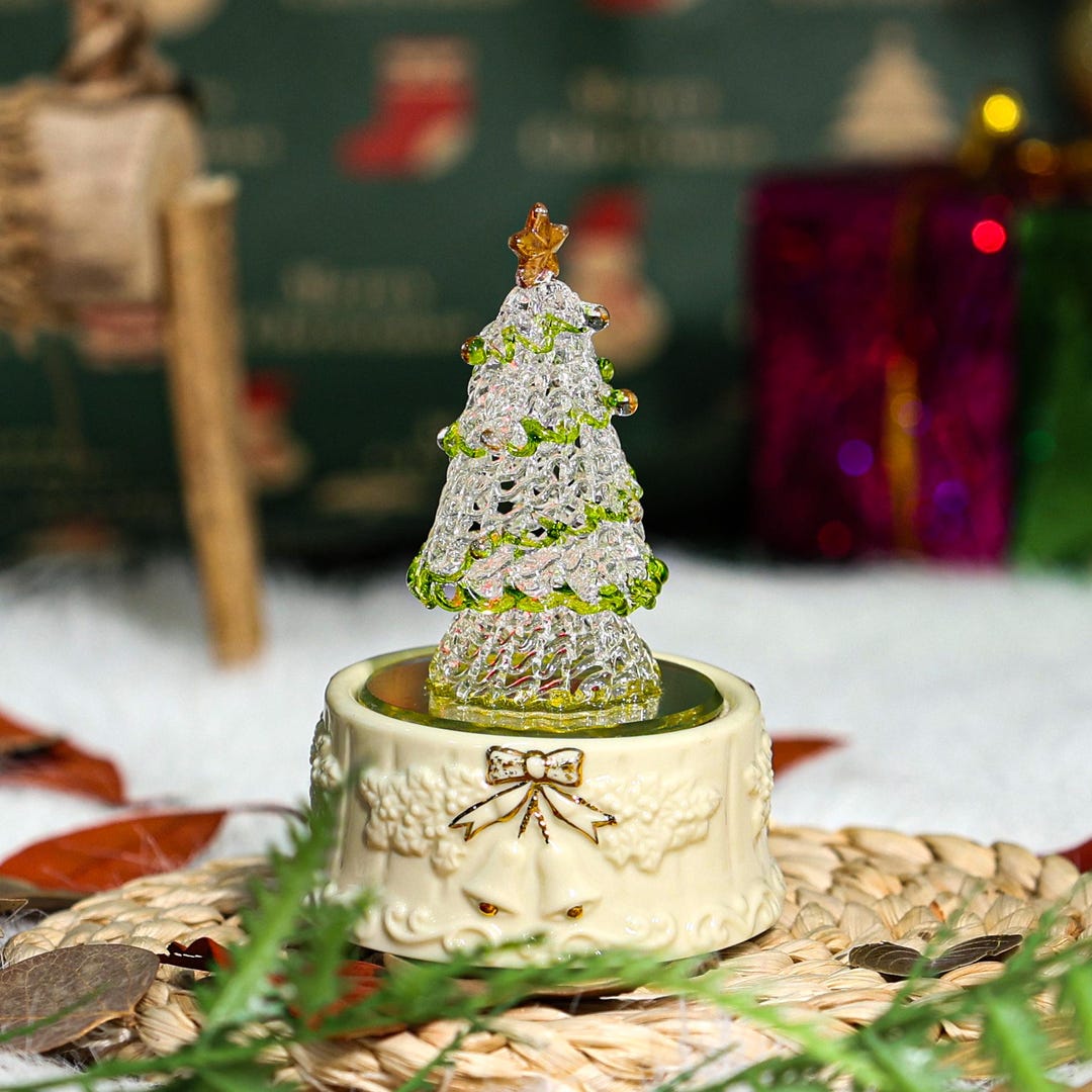 Handmade Glass Christmas Tree Music Box,hot Stamping Ceramic Technology ...