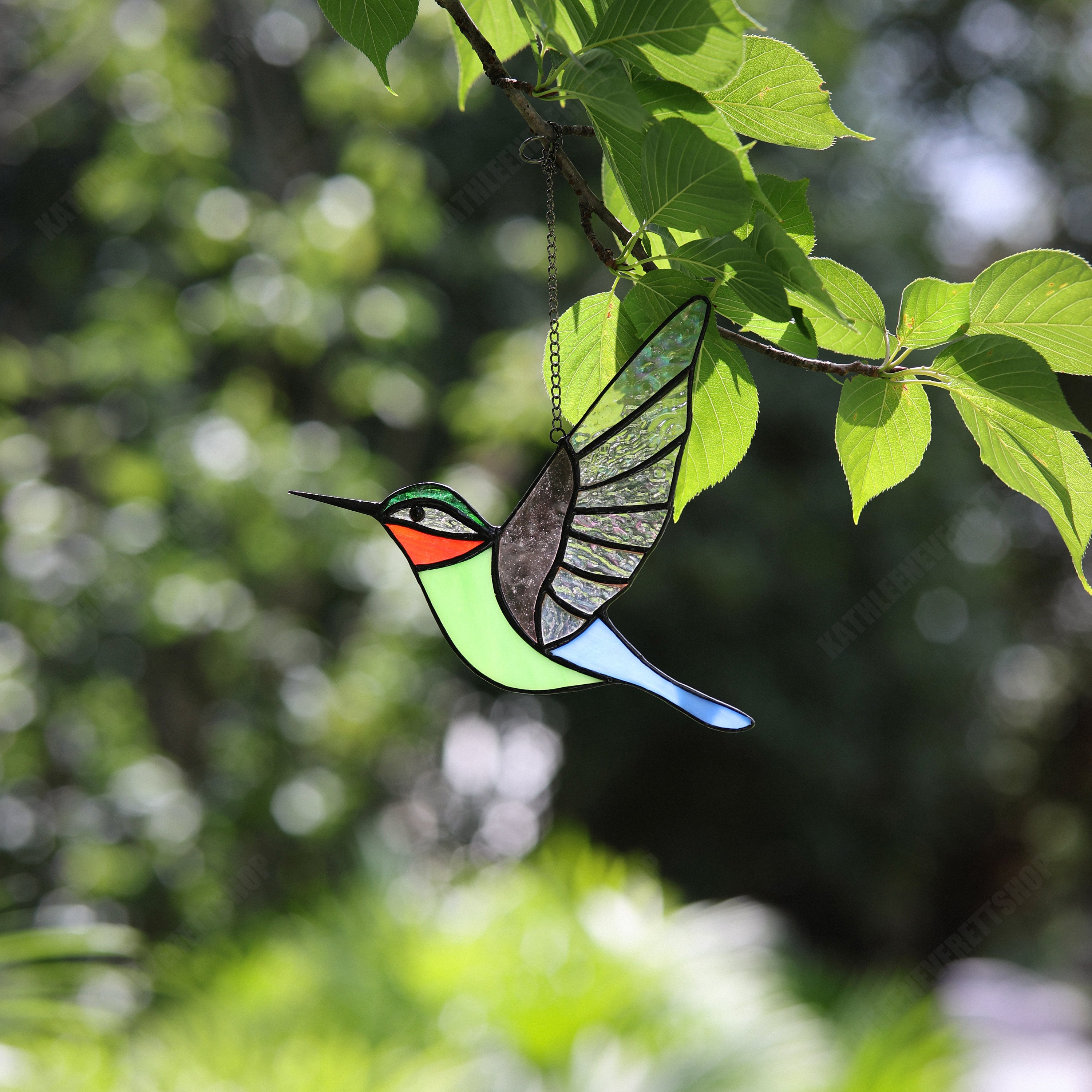 Hummingbird Stained Glass Window Hanging100% Handmade Window Decorgift ...
