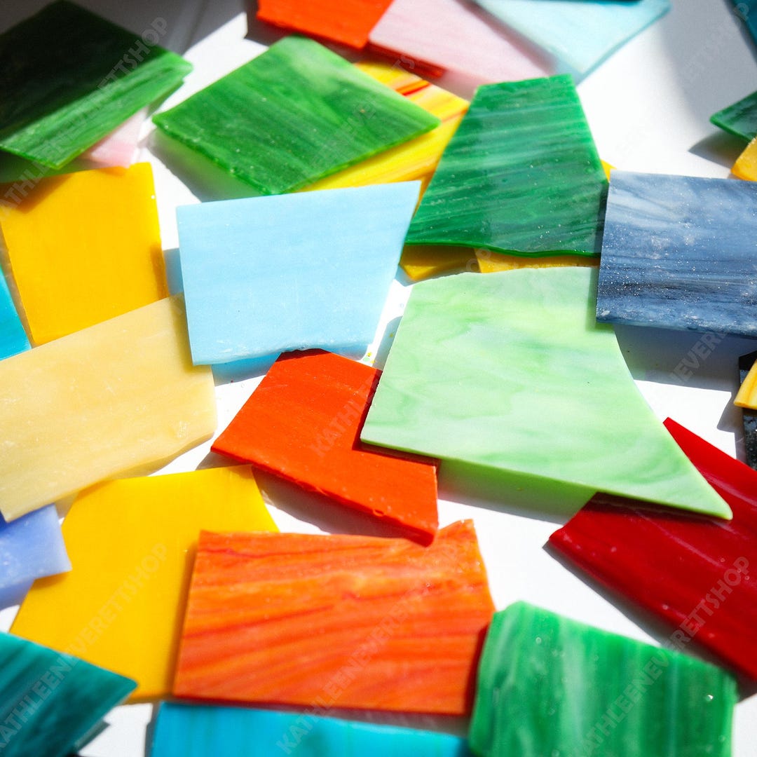 Stained Glass Mosaic Tile Mix,diy Glass Raw Material, Irregular Glass ...
