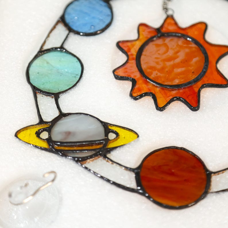 Solar System Stained Glass Suncatcher, Handmade Galaxy Art Window ...