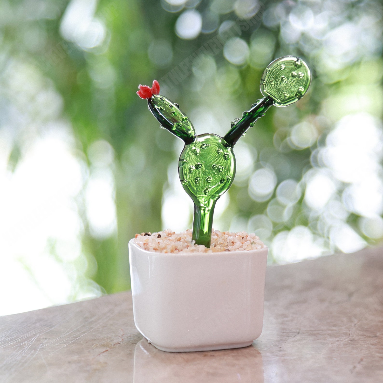 Handmade Glass Cactu,glass Succulent Potted Plant,office Decor Glass ...