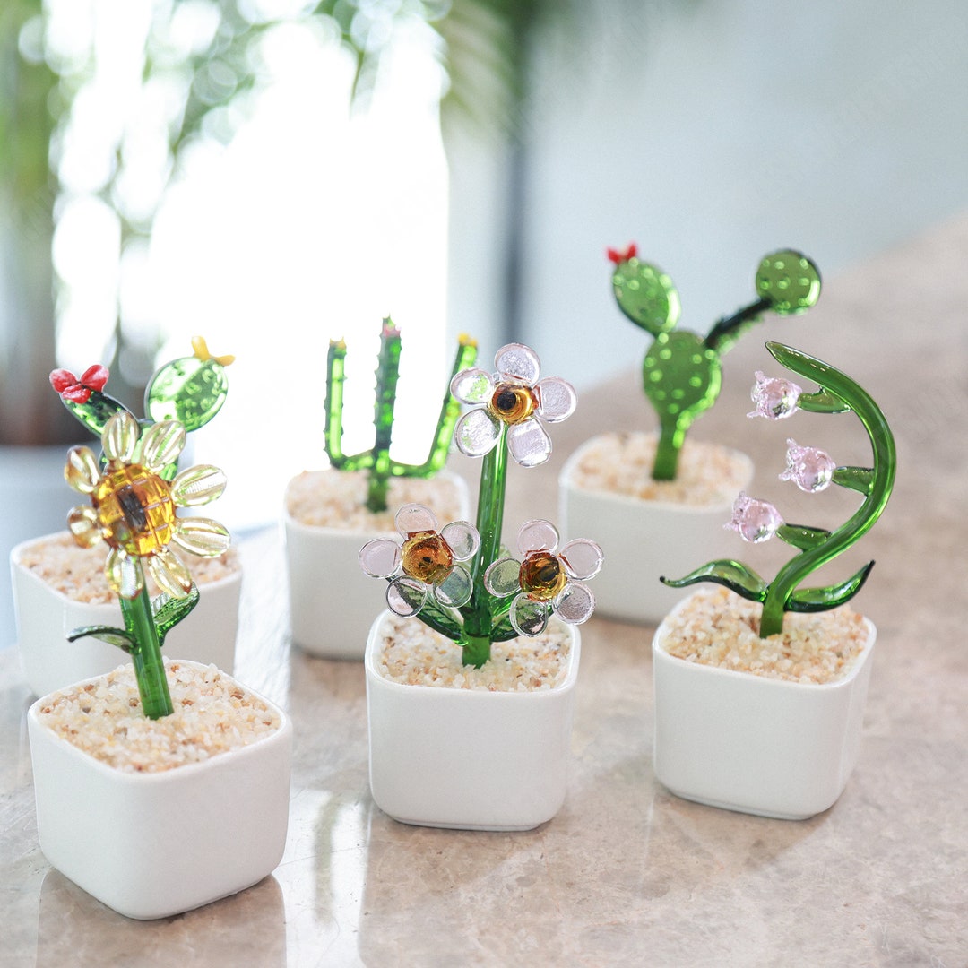 Handmade Glass Cactus, Fused Glass Plant, Office Decor - Etsy