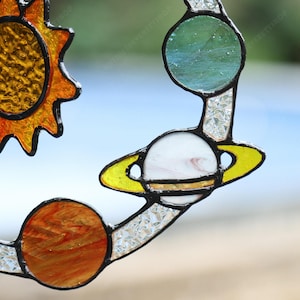 Solar System Stained Glass Suncatcher, Handmade Galaxy Art Window ...