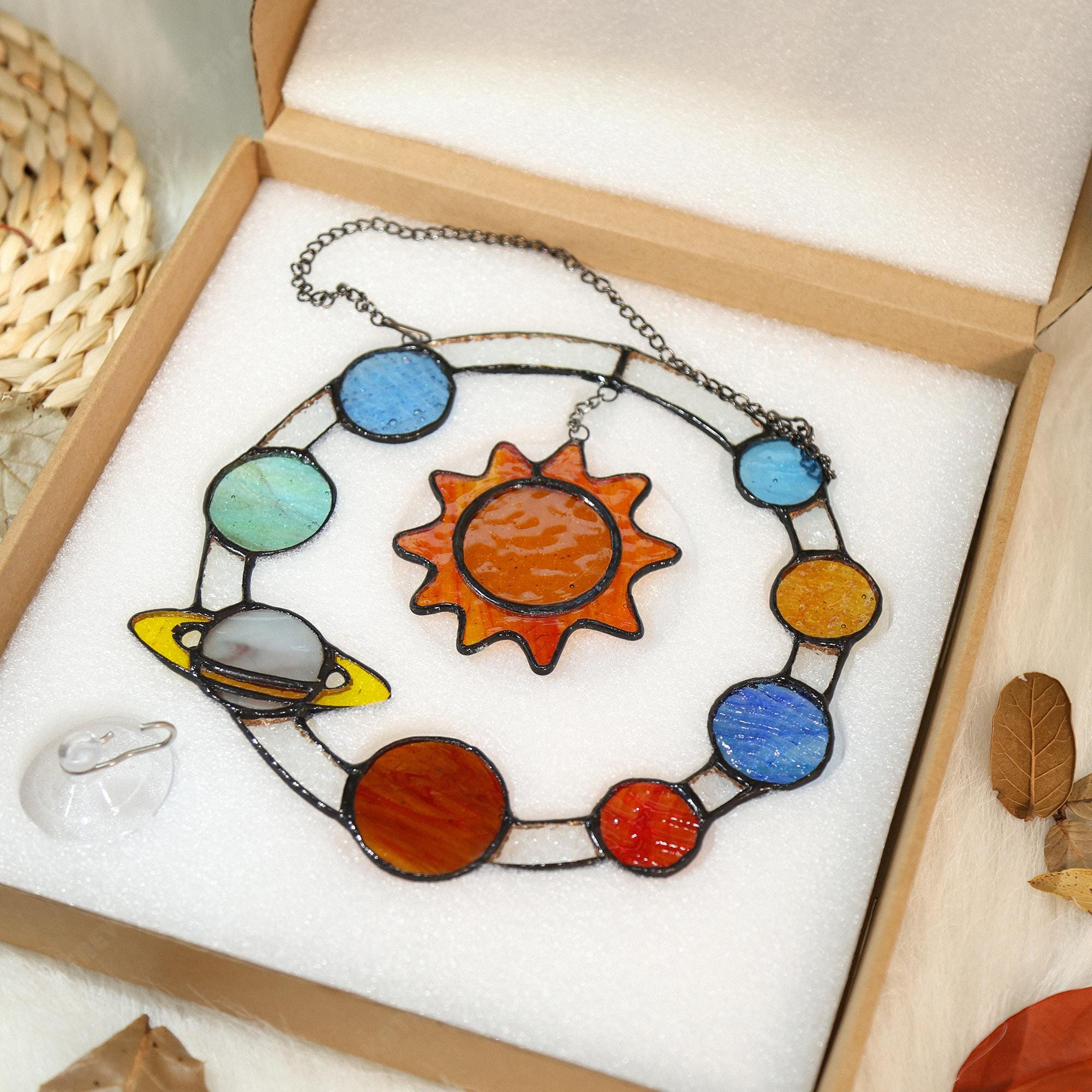 Solar System Stained Glass Suncatcher, Handmade Galaxy Art Window ...