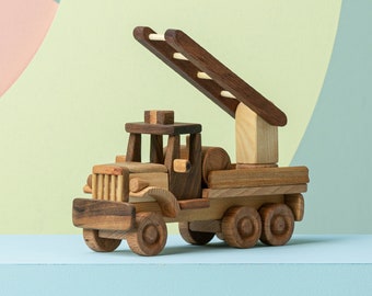 Handmade Wooden Fire Truck Toy - Etsy