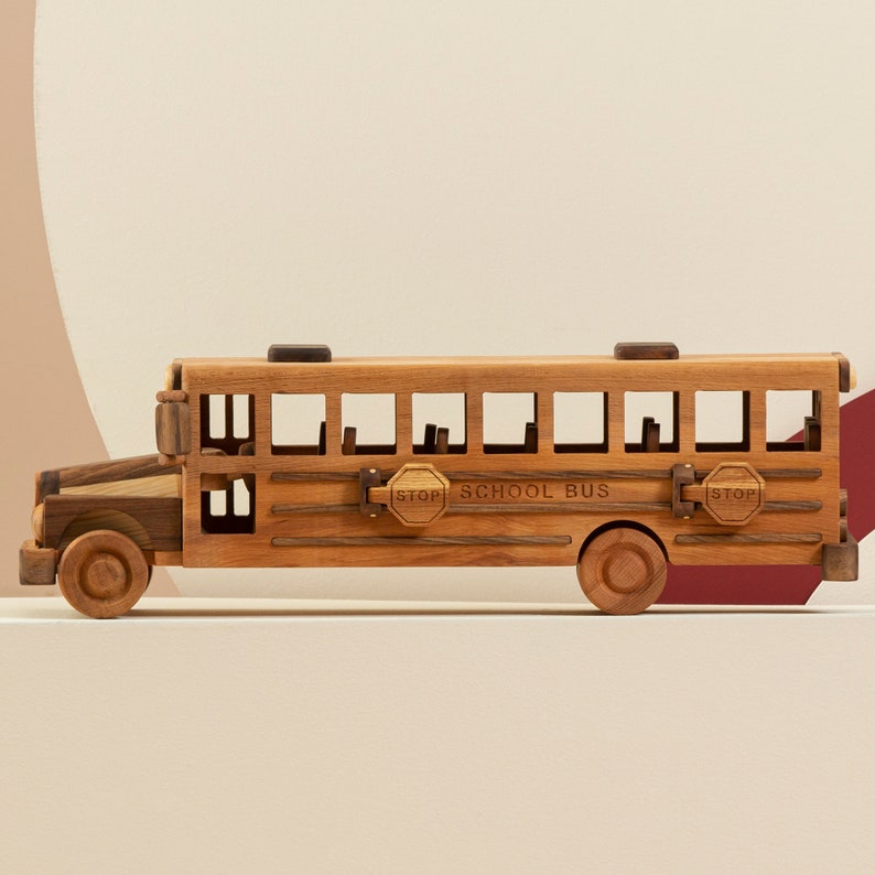 School Bus Wooden Toy, Handmade School Bus Toy, Wooden Handmade Toys ...