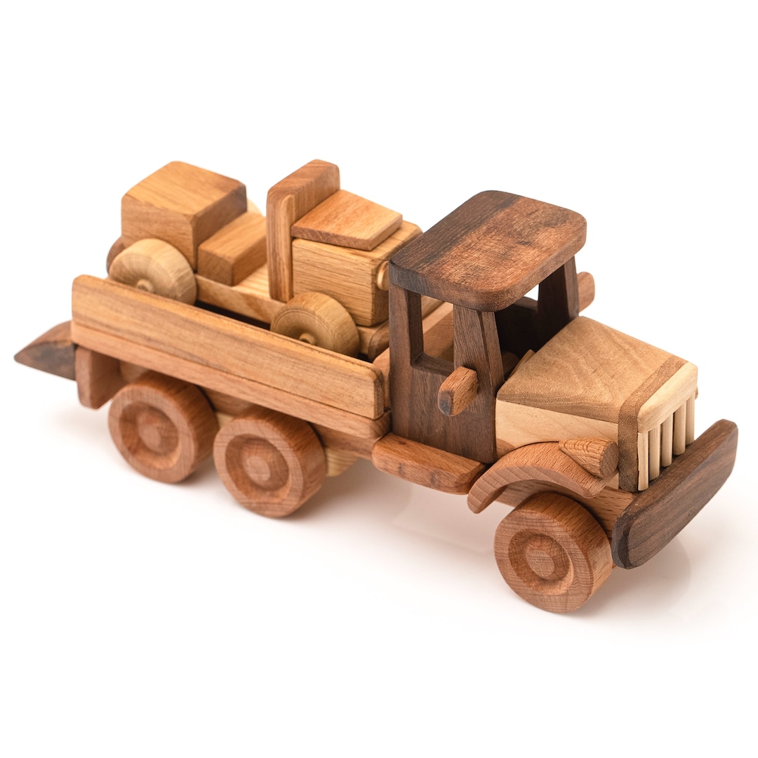 Wooden Toy Tow Truck, Handmade Truck With Car, Personalized Truck Car ...