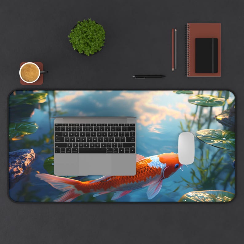 Calming Koi Pond Desk Mat | Office Decor, Gift for Students, Home ...