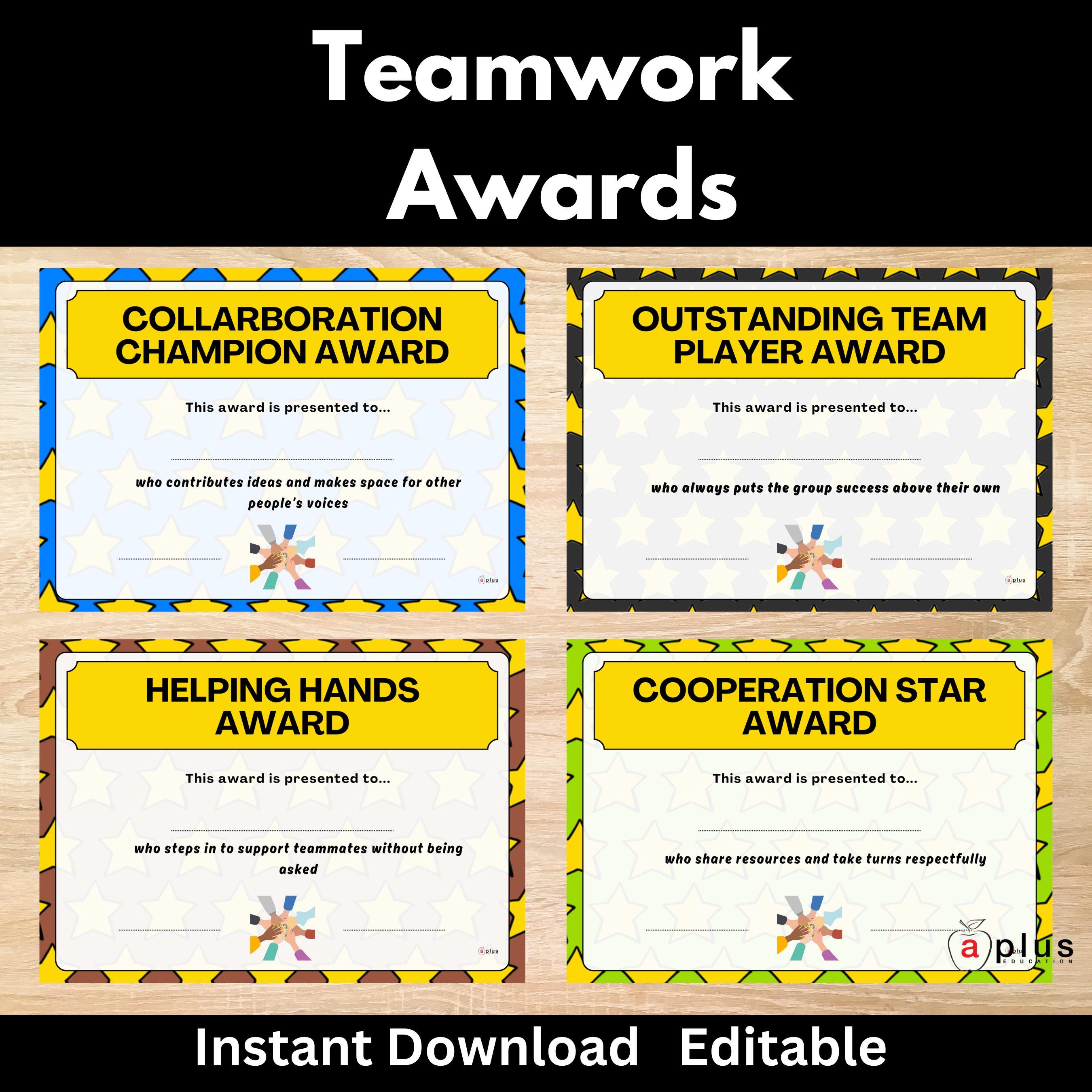 Editable Teamwork Award Certificates for Students | Collaboration ...
