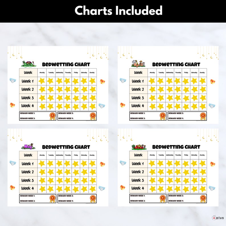 Kids Bedwetting Chart Printable Monthly and Weekly Toilet Training ...