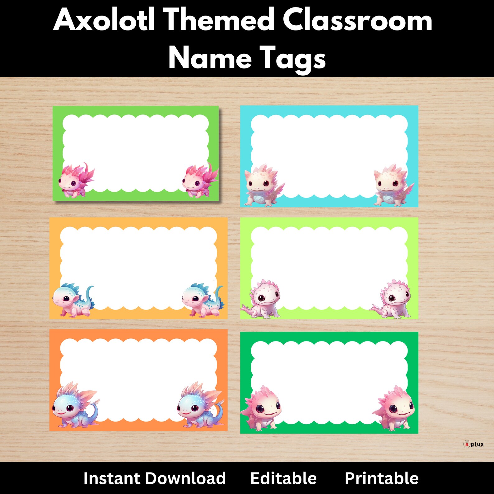 Adorable Axolotl Student Name Tags - Fun & Colorful Classroom Décor - Etsy