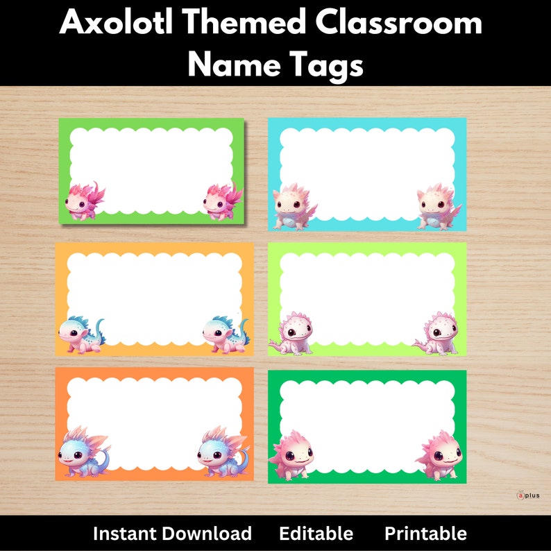 Adorable Axolotl Student Name Tags - Fun & Colorful Classroom Décor - Etsy