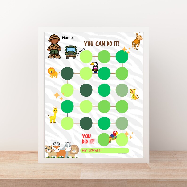 Safari-themed Reward Chart for Kids | Behavior Tracking for Positive ...