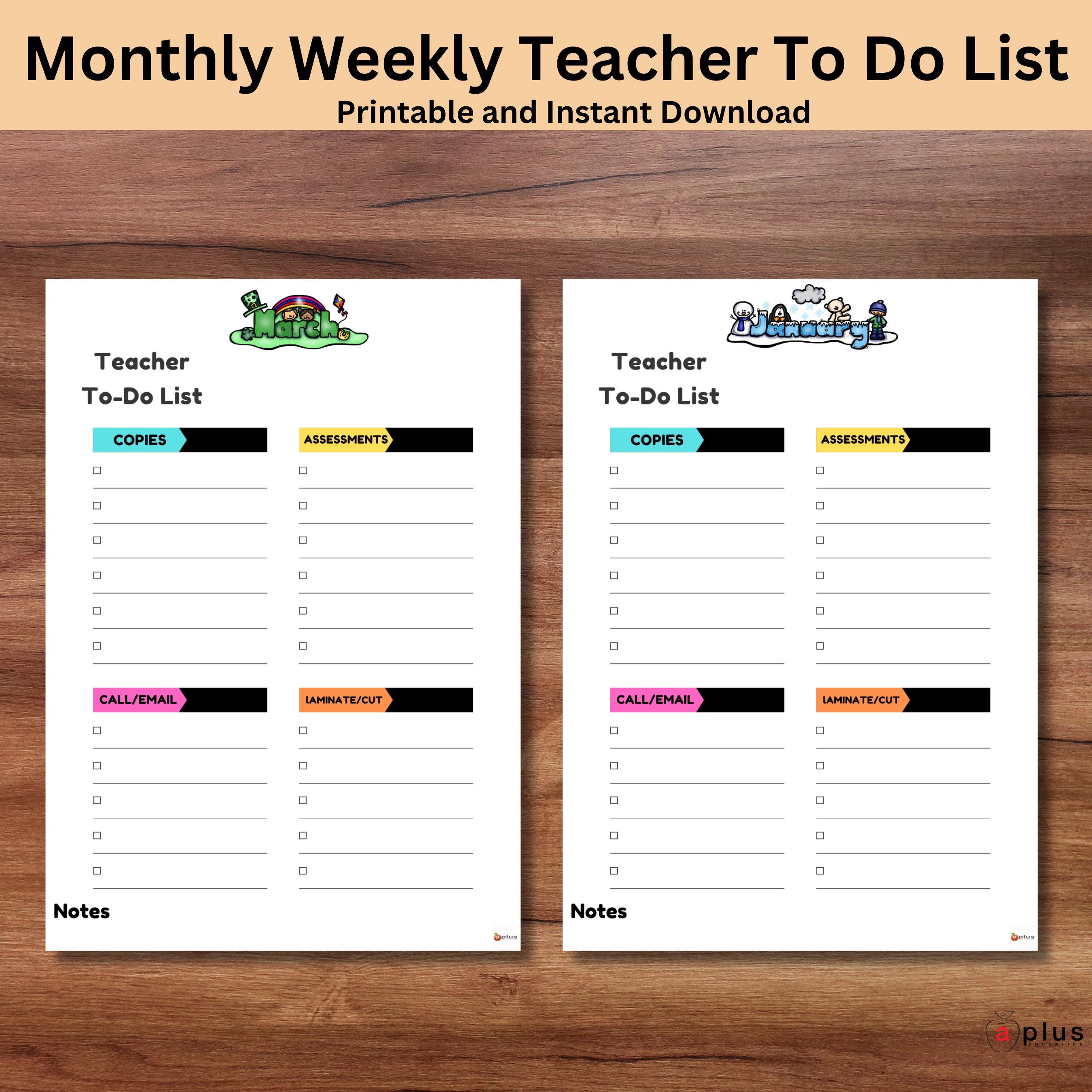 Editable Teacher To-do List Template: Weekly & Daily Planner (digital ...