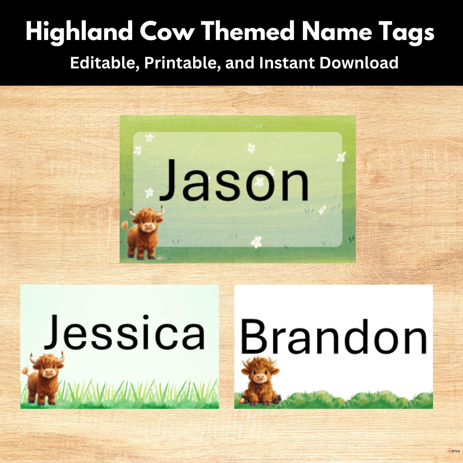 Highland Cow Student and Desk Name Tags - Etsy