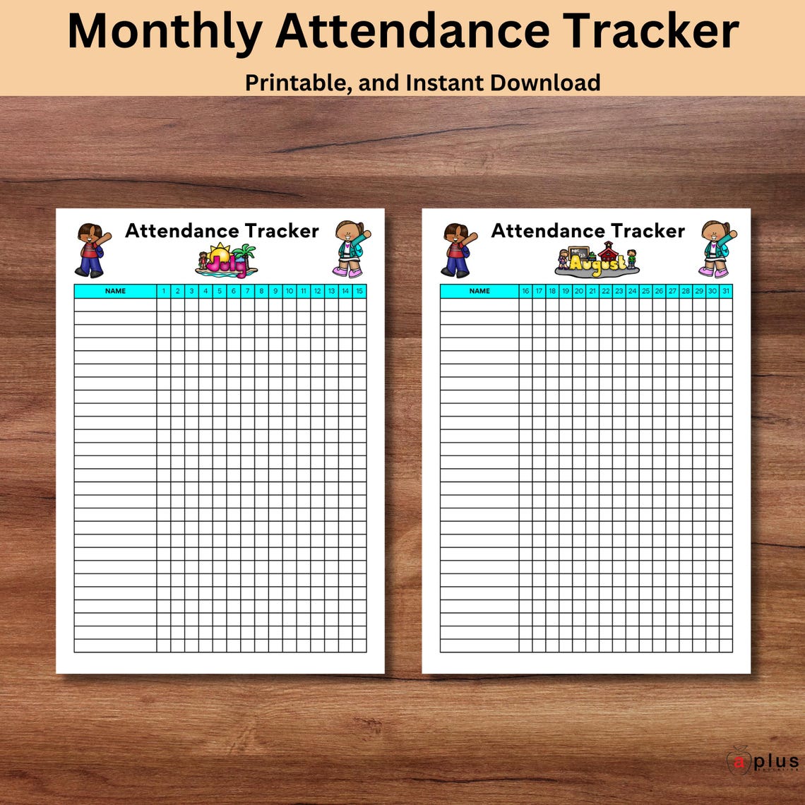 Editable Monthly Attendance Tracker | Printable Classroom Attendance ...