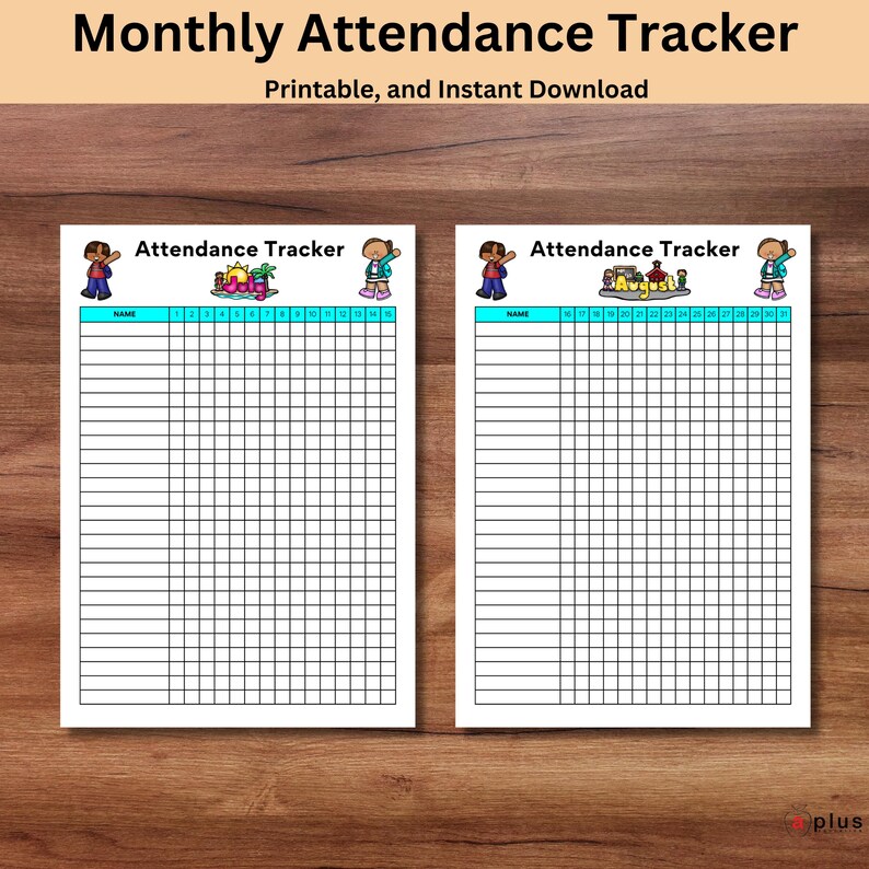 Editable Monthly Attendance Tracker | Printable Classroom Attendance ...