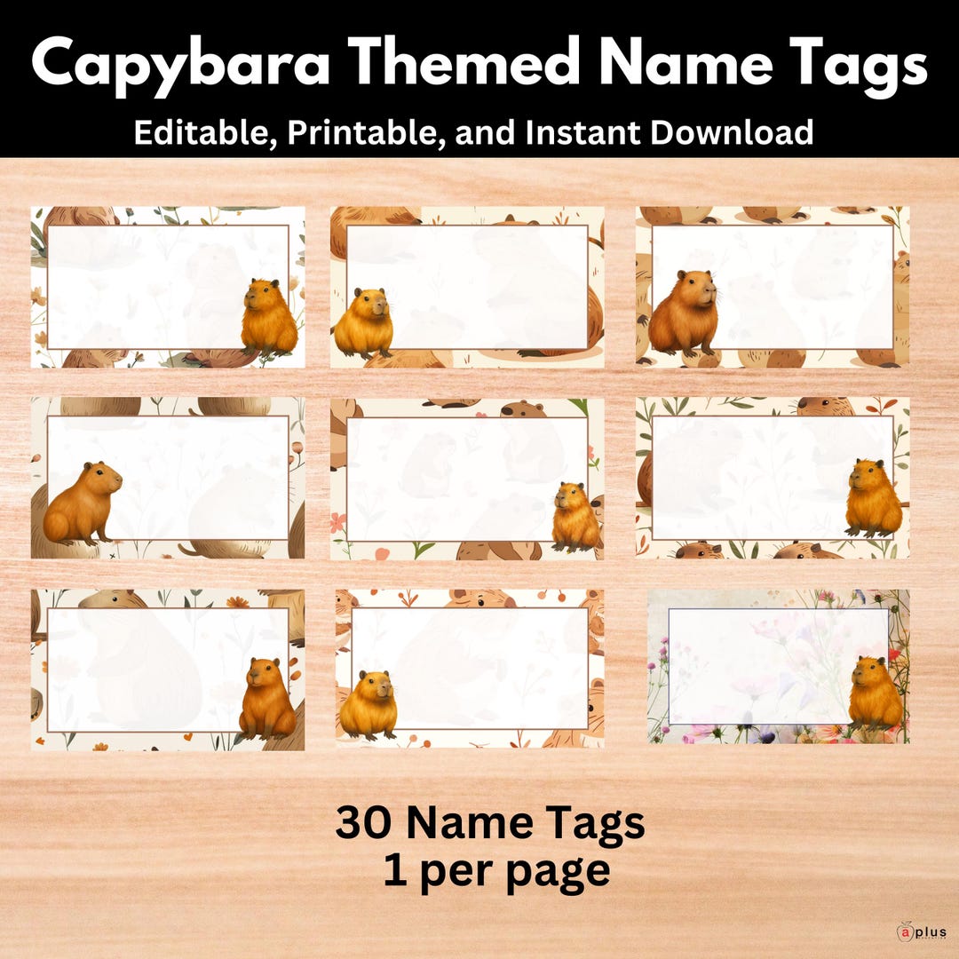 Capybara Name Tags: Customizable Classroom Decor (powerpoint Digital ...