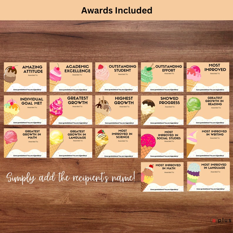 Editable Ice Cream Awards for Students Fun Classroom Reward ...