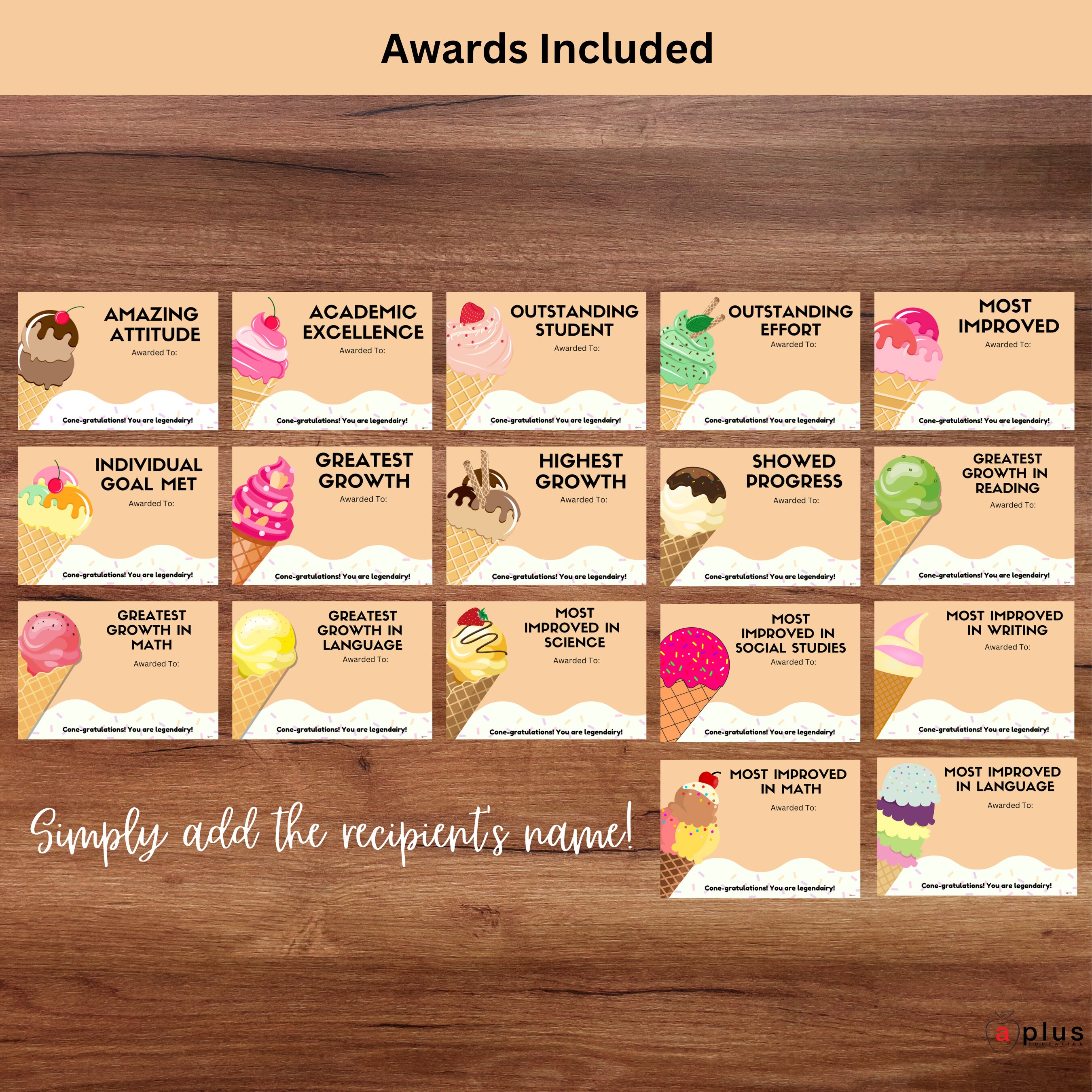 Ice Cream Achievement Award Certificates End of Year - Etsy