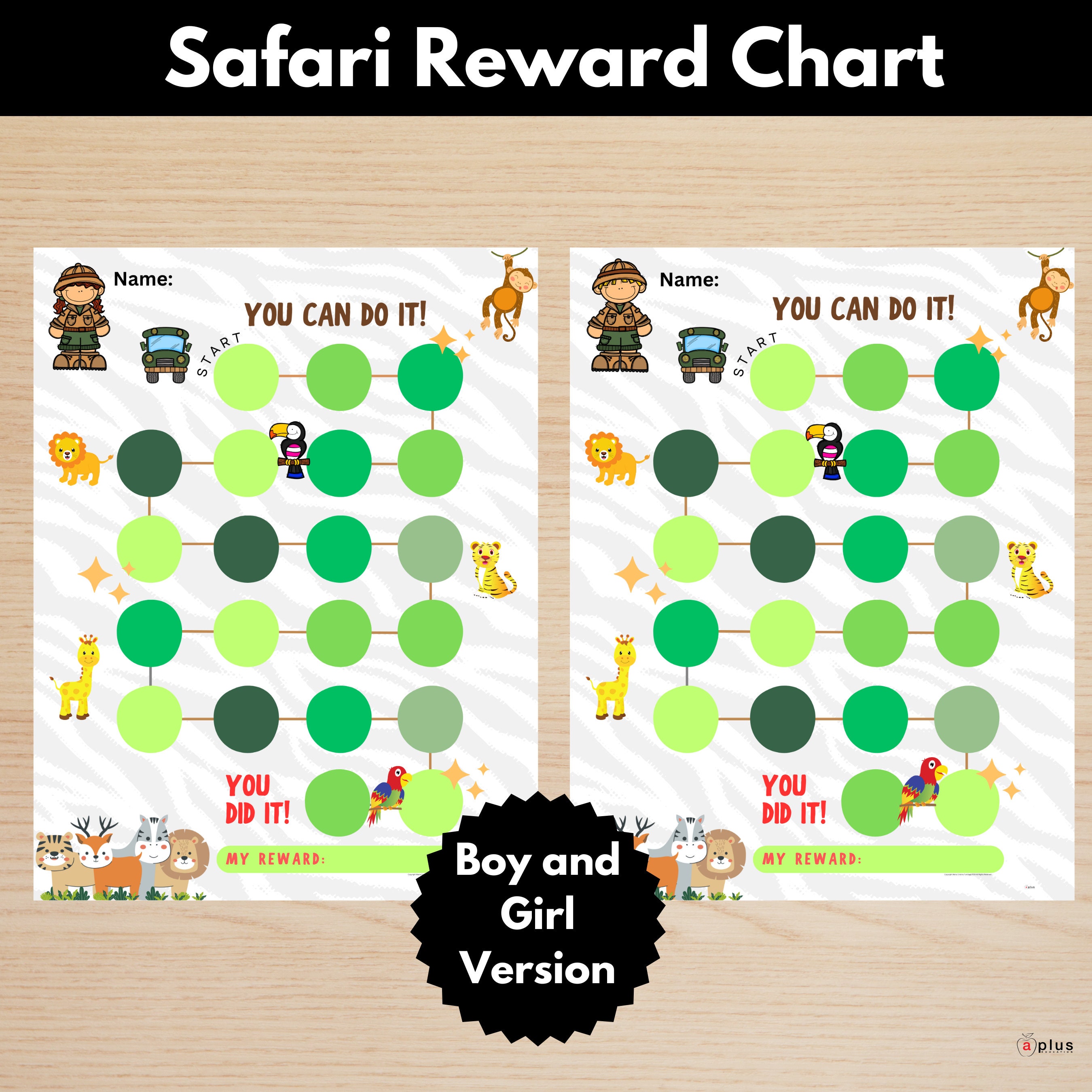 Safari-themed Reward Chart for Kids | Behavior Tracking for Positive ...