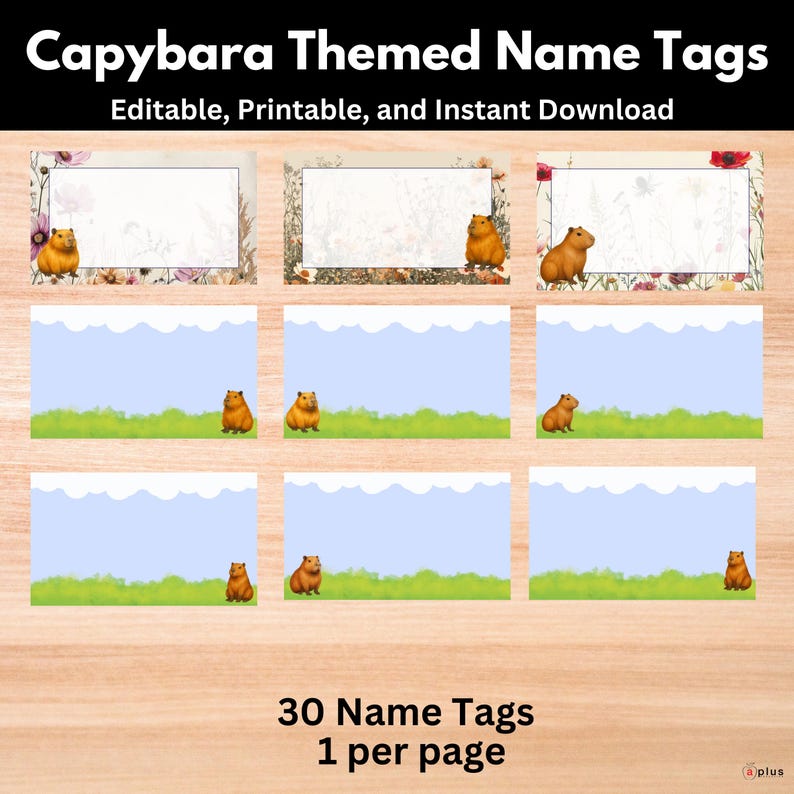Capybara Name Tags: Customizable Classroom Decor (powerpoint Digital ...