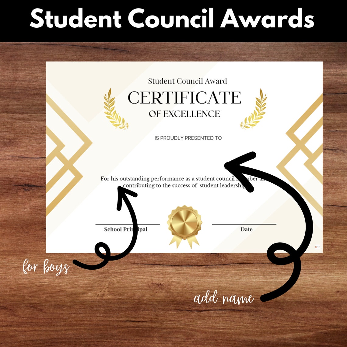 Editable Student Council Award Certificates (powerpoint & PDF) - Etsy