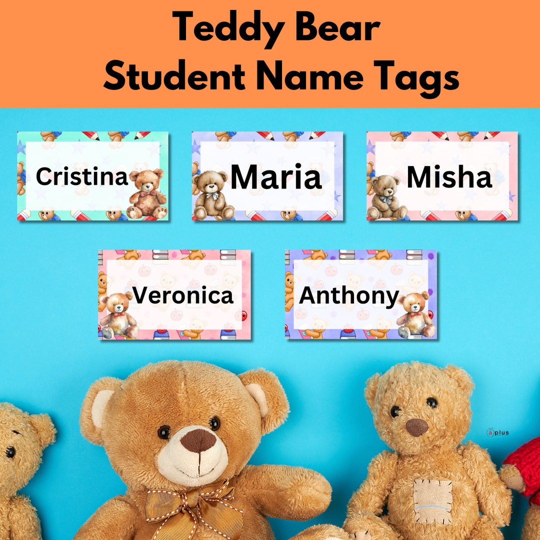 Printable Teddy Bear Name Tags Customizable for Classroom Use - Etsy