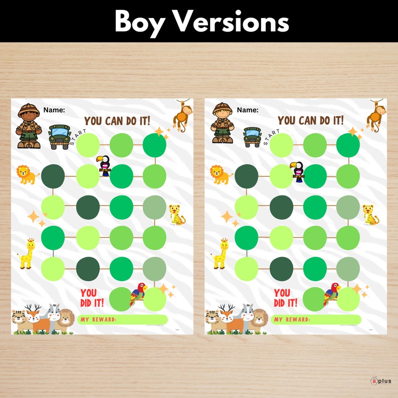 Safari-themed Reward Chart for Kids | Behavior Tracking for Positive ...