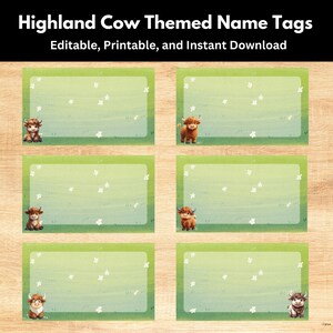 Highland Cow Student and Desk Name Tags - Etsy