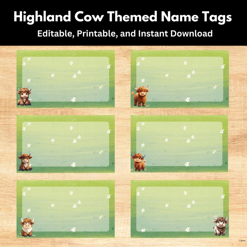 Highland Cow Student and Desk Name Tags - Etsy