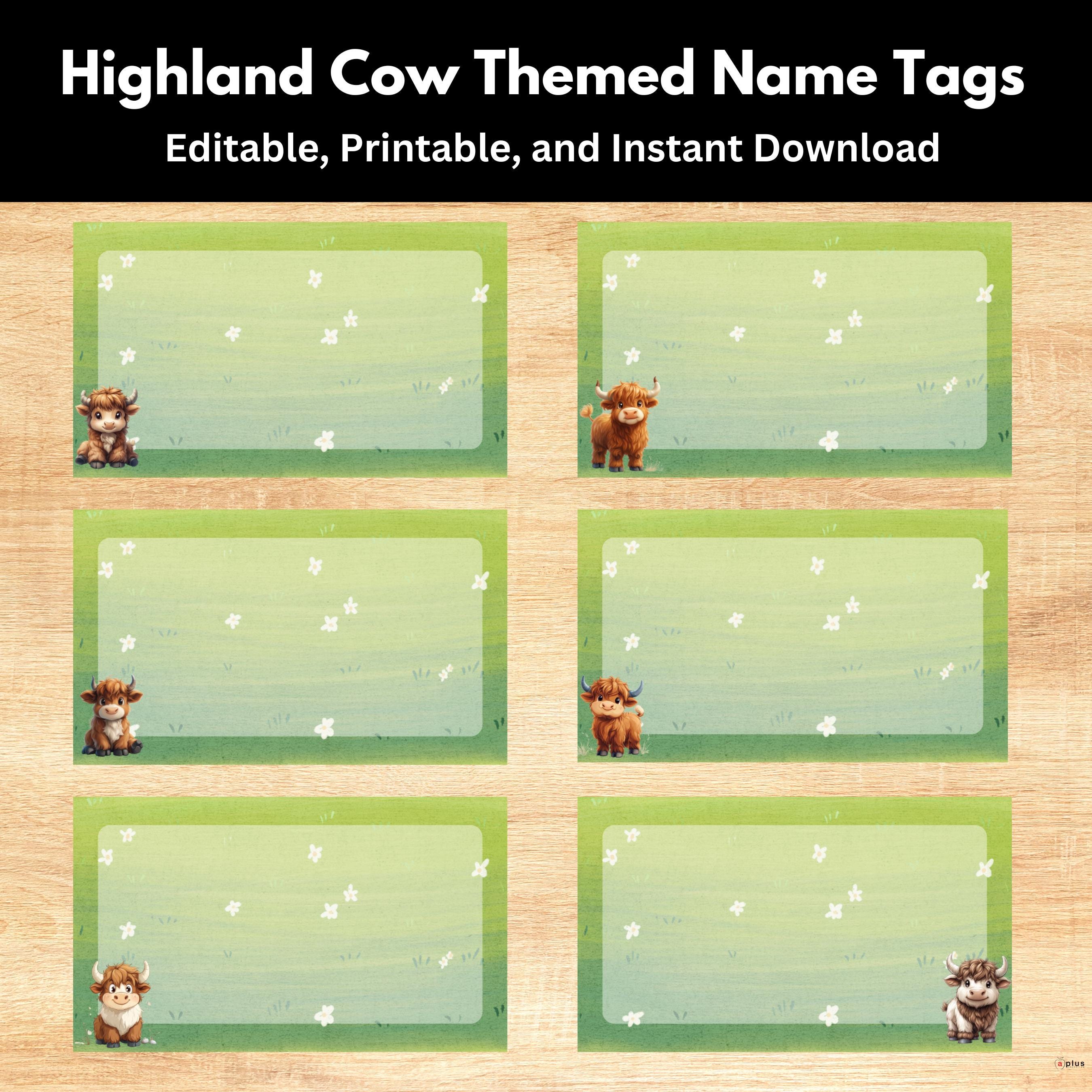 Highland Cow Student and Desk Name Tags - Etsy