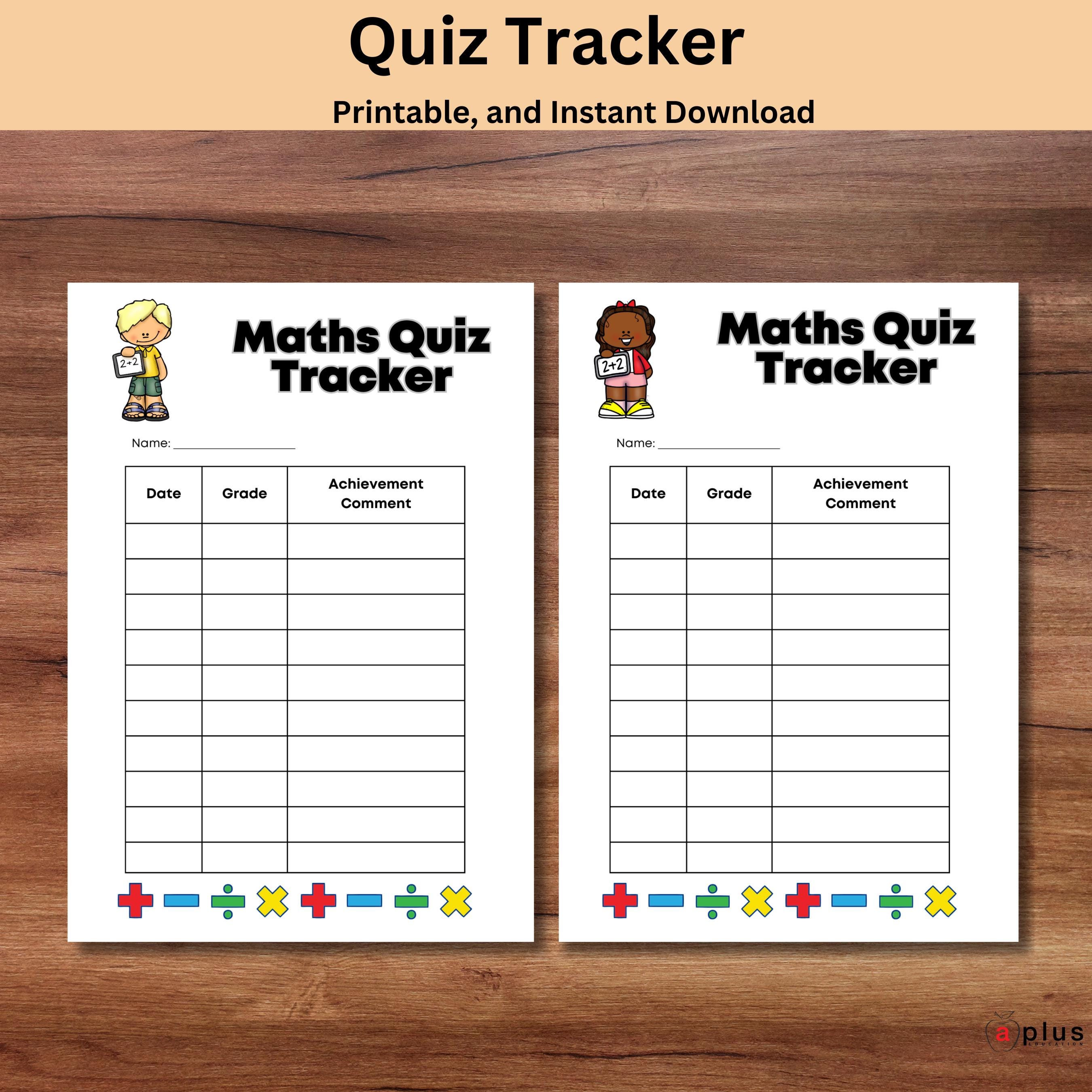 Editable Quiz Tracker: Printable Progress Chart for Teachers (PDF ...