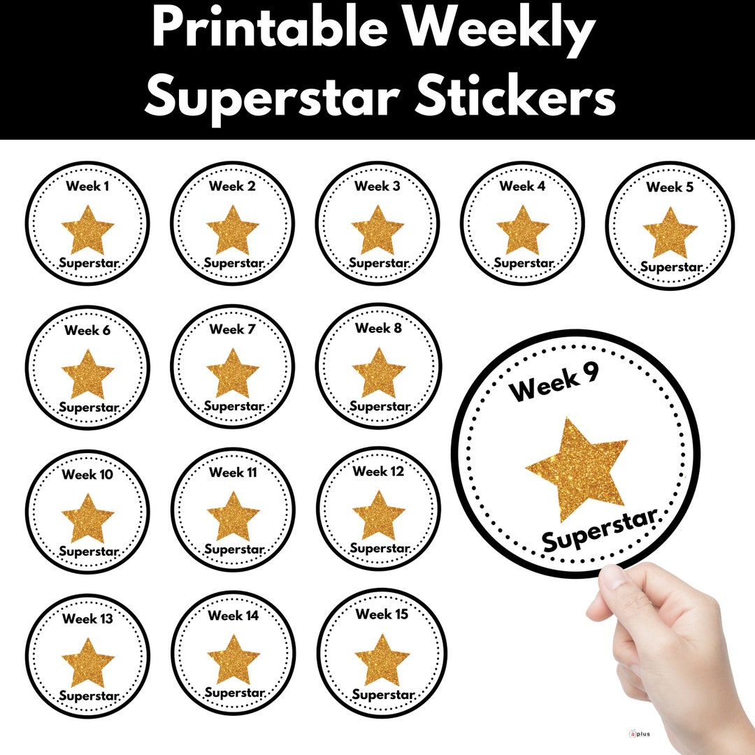 Weekly Superstar Printable Stickers for Classroom Management Reward ...
