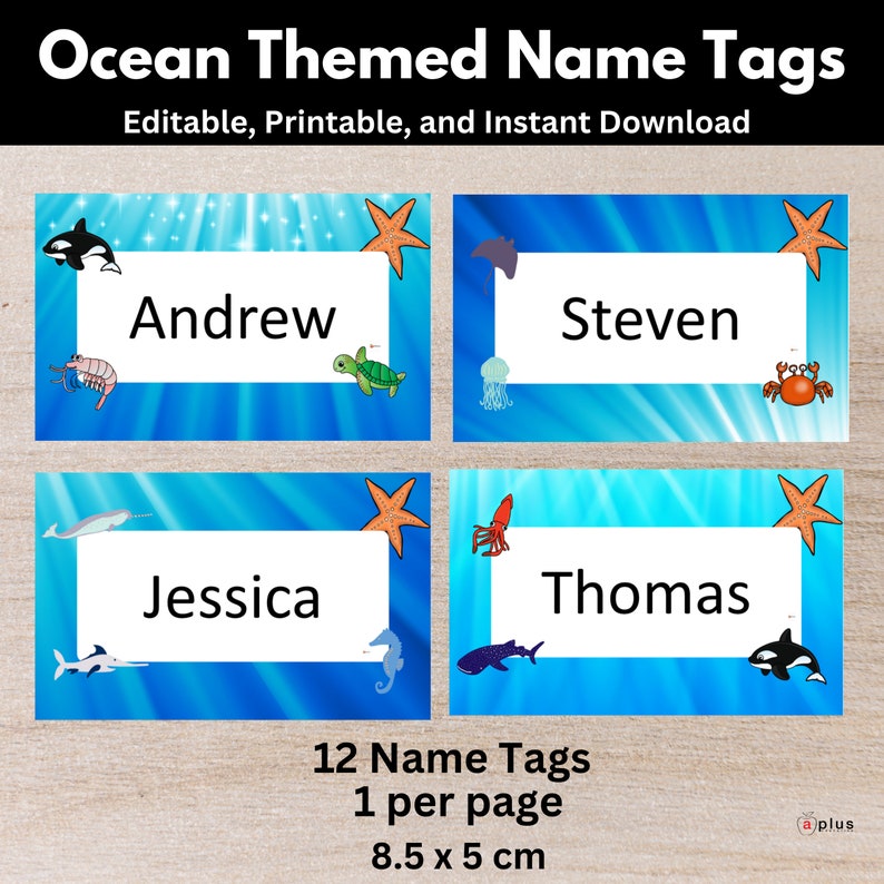 Under the Sea Ocean Theme Name Tags - Editable Classroom Name Plates ...