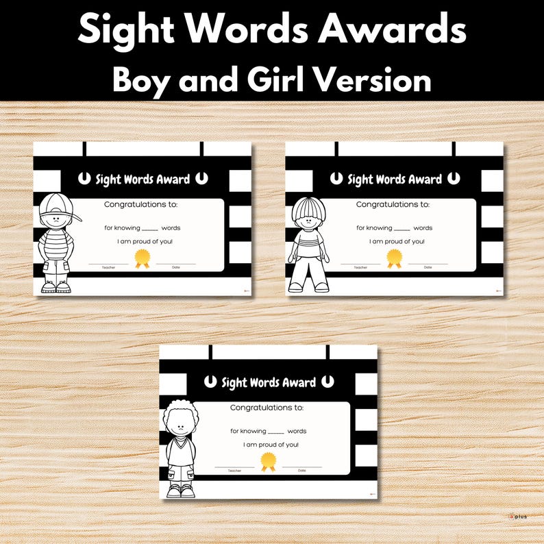 Editable Sight Word Certificates: Student Achievement Awards (PDF) - Etsy