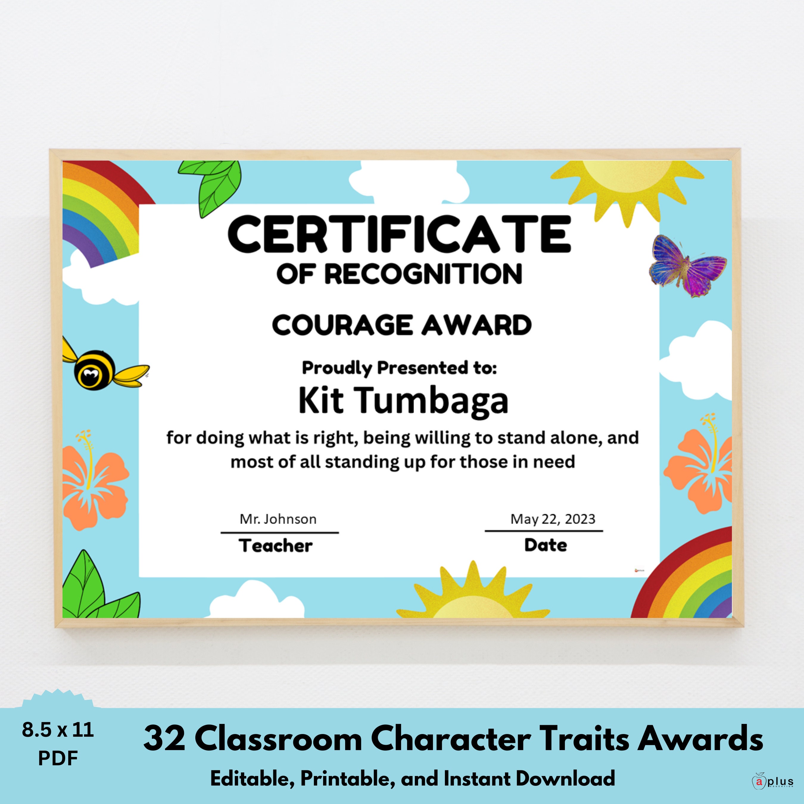 End of Year Positive Character Traits Award Certificates for Elementary ...