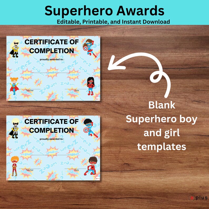 Superhero Awards for Students Editable Certificates for Boys and Girls ...