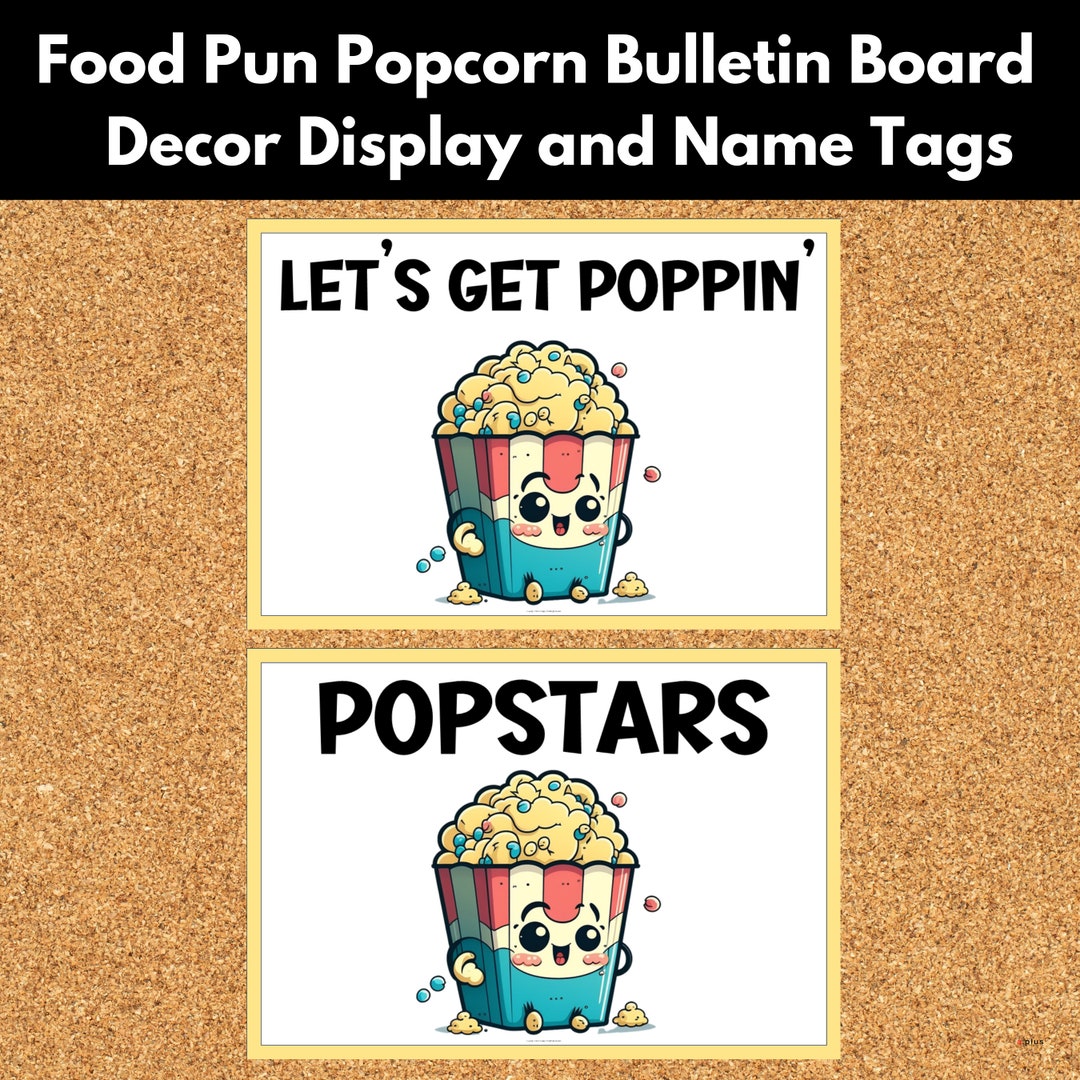 Popcorn-themed Classroom Decor Bundle: Editable Name Tags ...