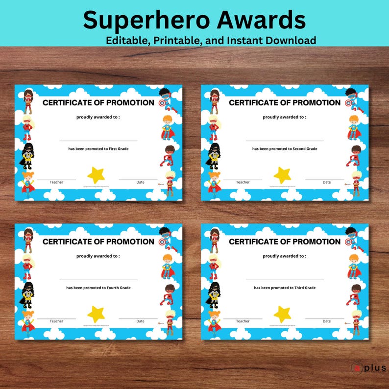 Superhero Awards for Students Editable Certificates for Boys and Girls ...
