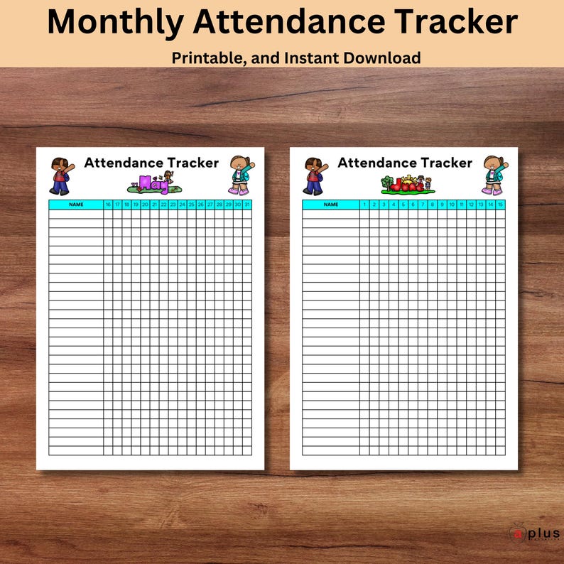 Editable Monthly Attendance Tracker | Printable Classroom Attendance ...