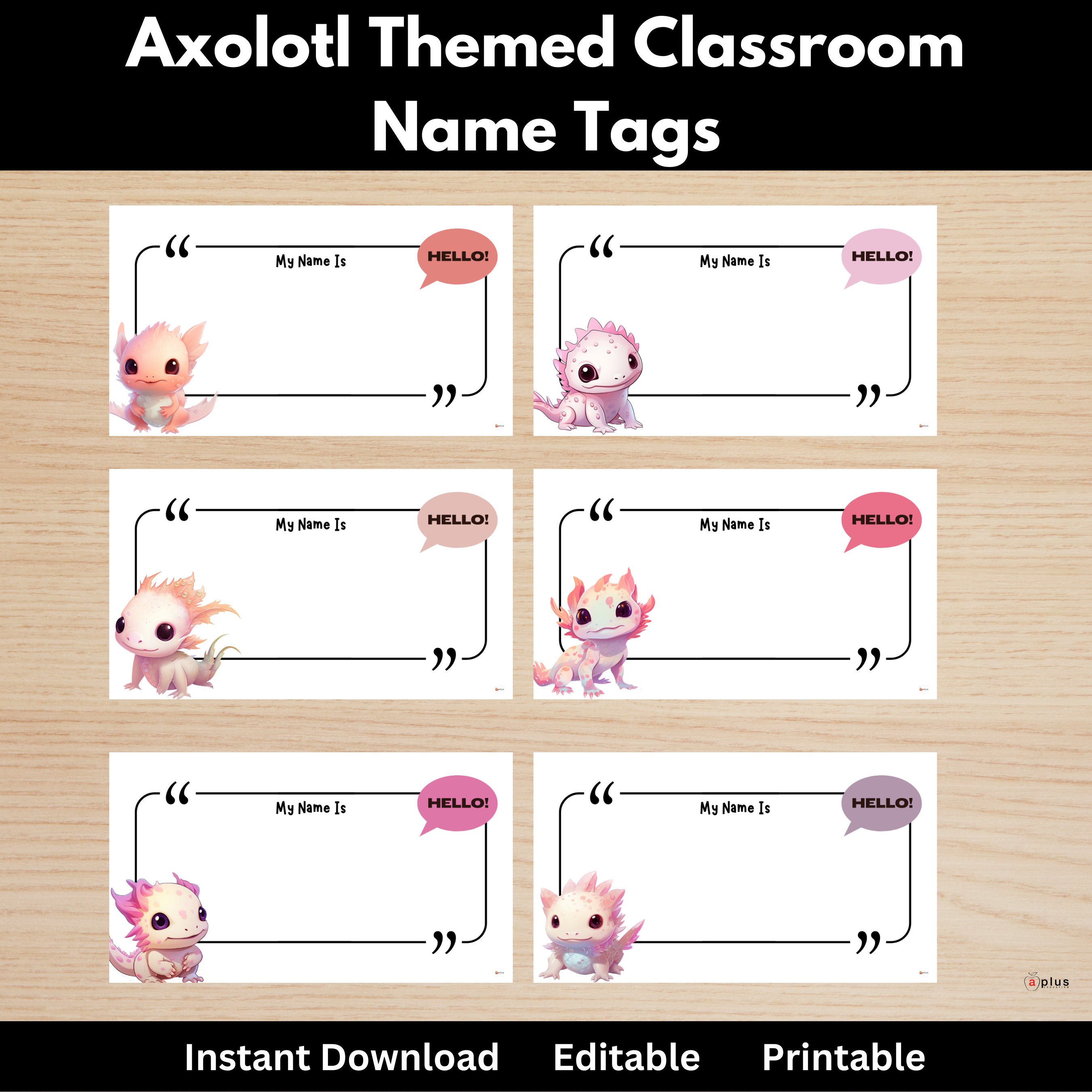 Adorable Axolotl Student Name Tags - Fun & Colorful Classroom Décor - Etsy